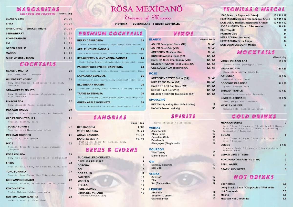 Menu at Rosa Mexicano Norwood restaurant, Norwood