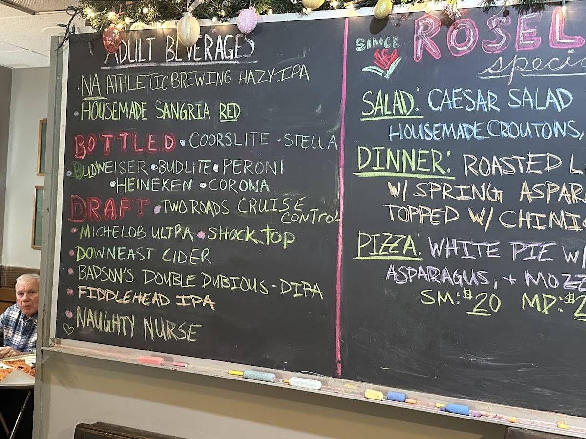 Menu at Roseland Apizza pizzeria, Derby