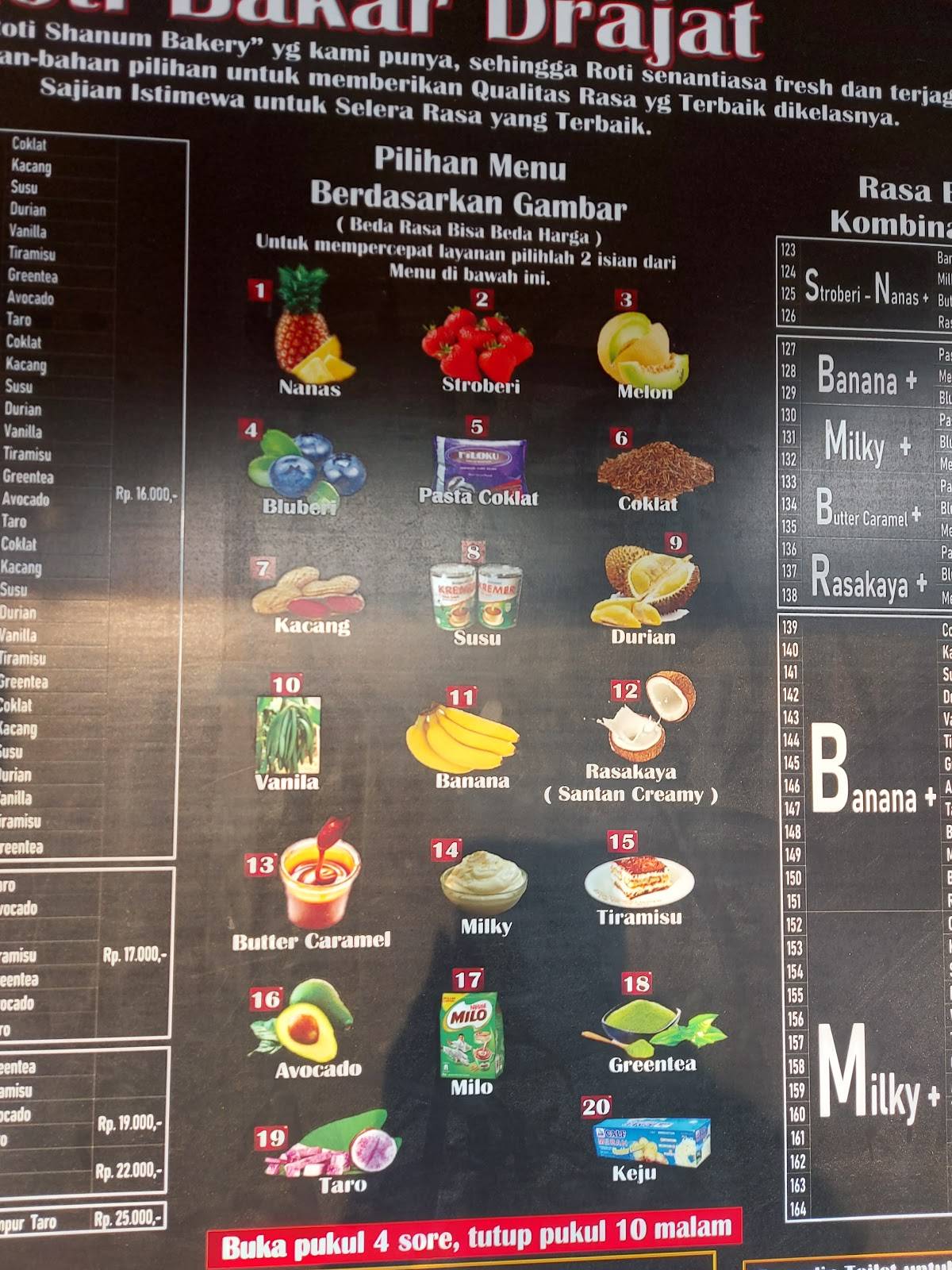 Carta de Roti Bakar, Dan Burger Drajat, Paciran