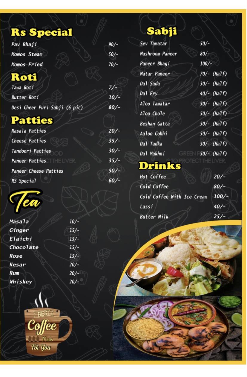 Menu at Rs cafe and restaurant, Kota