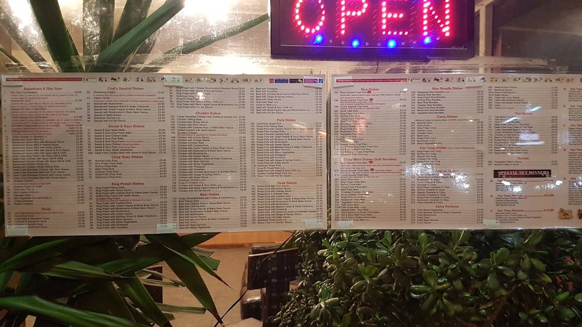 Menu at Ruby Chinese Takeaway restaurant, Wisbech