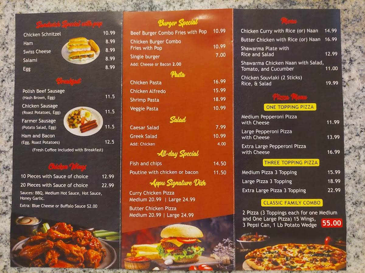 Menu at Ruby Pizza N' Wings restaurant, Toronto