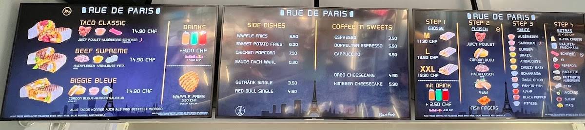 Menu at Rue de Paris - French Tacos - Zürich's first, Opfikon
