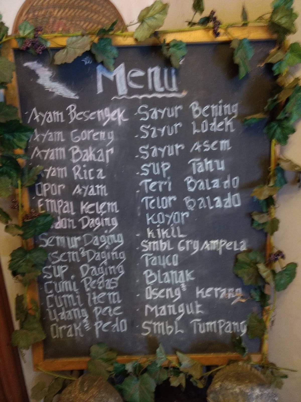 Menu at Rumah Makan Selera Indonesia restaurant, Semarang
