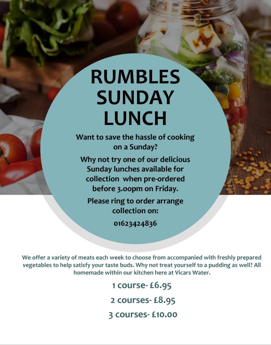 Menu at Rumbles at Vicar Water cafe, Mansfield