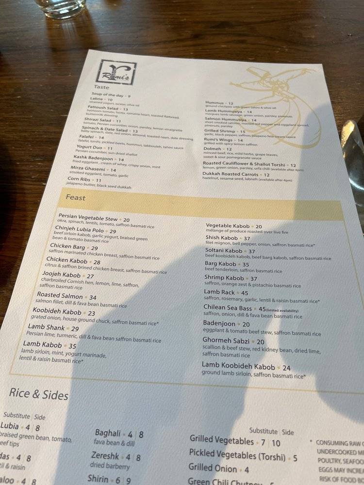 Menu at Rumi's Kitchen pub & bar, Atlanta, Roswell Rd