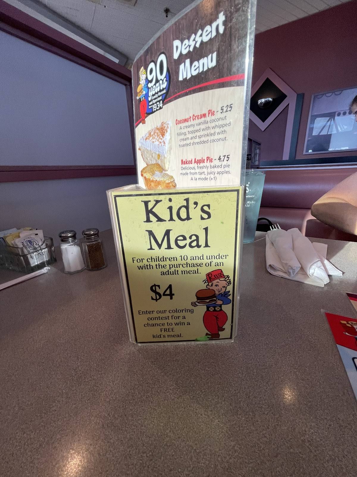 Menu at Russ' Restaurant, Grand Rapids, Alpine Ave NW