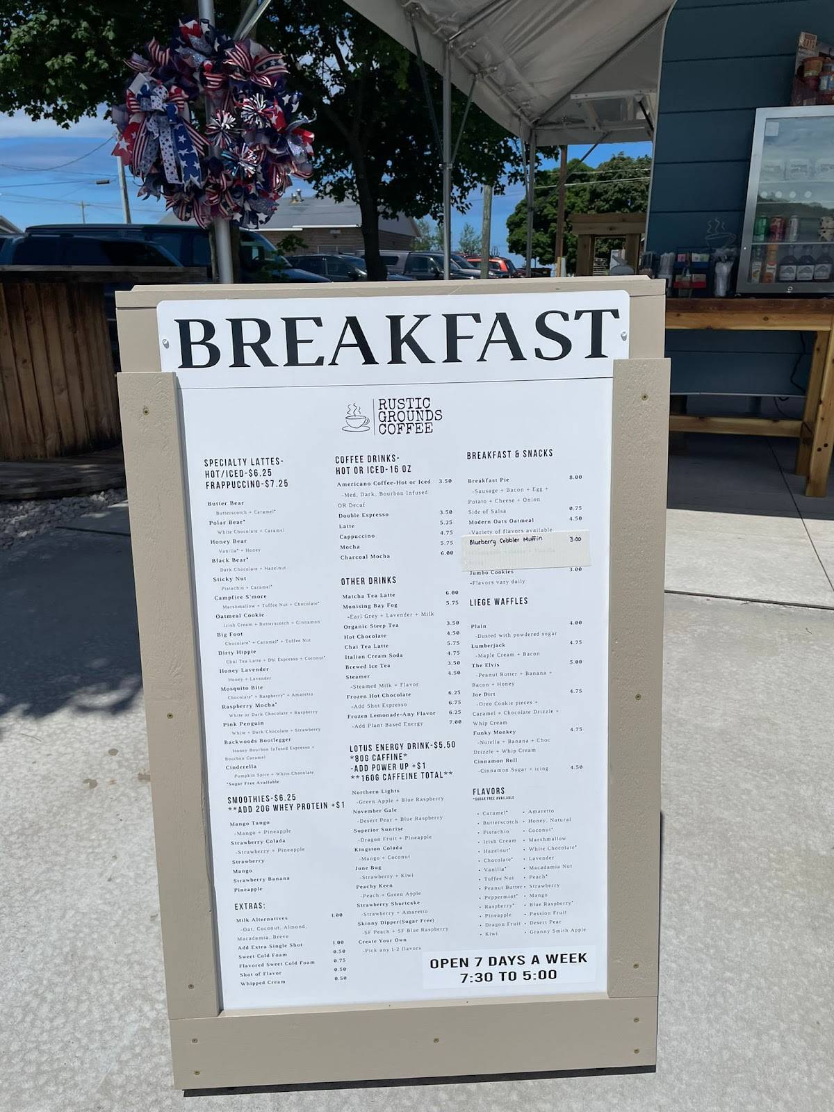 Menu at Rustic Grounds Coffee Co. cafe, Woodbury