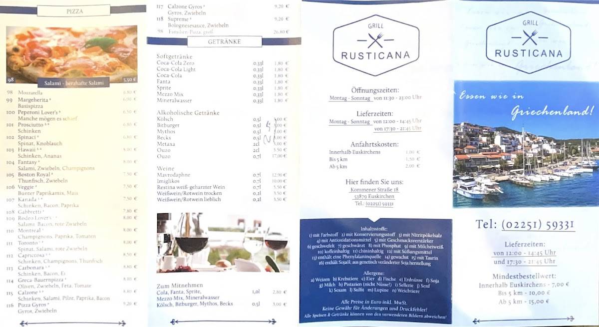 Speisekarte von Rusticana Gyros & Pizzeria, Euskirchen