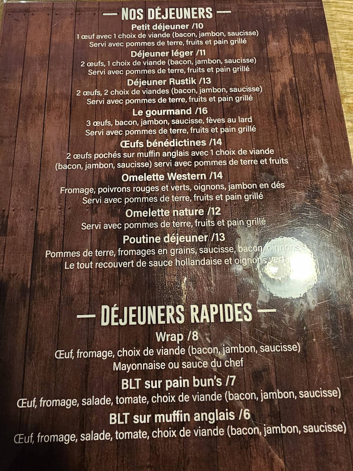 Menu at Rustik 55 restaurant, Canada