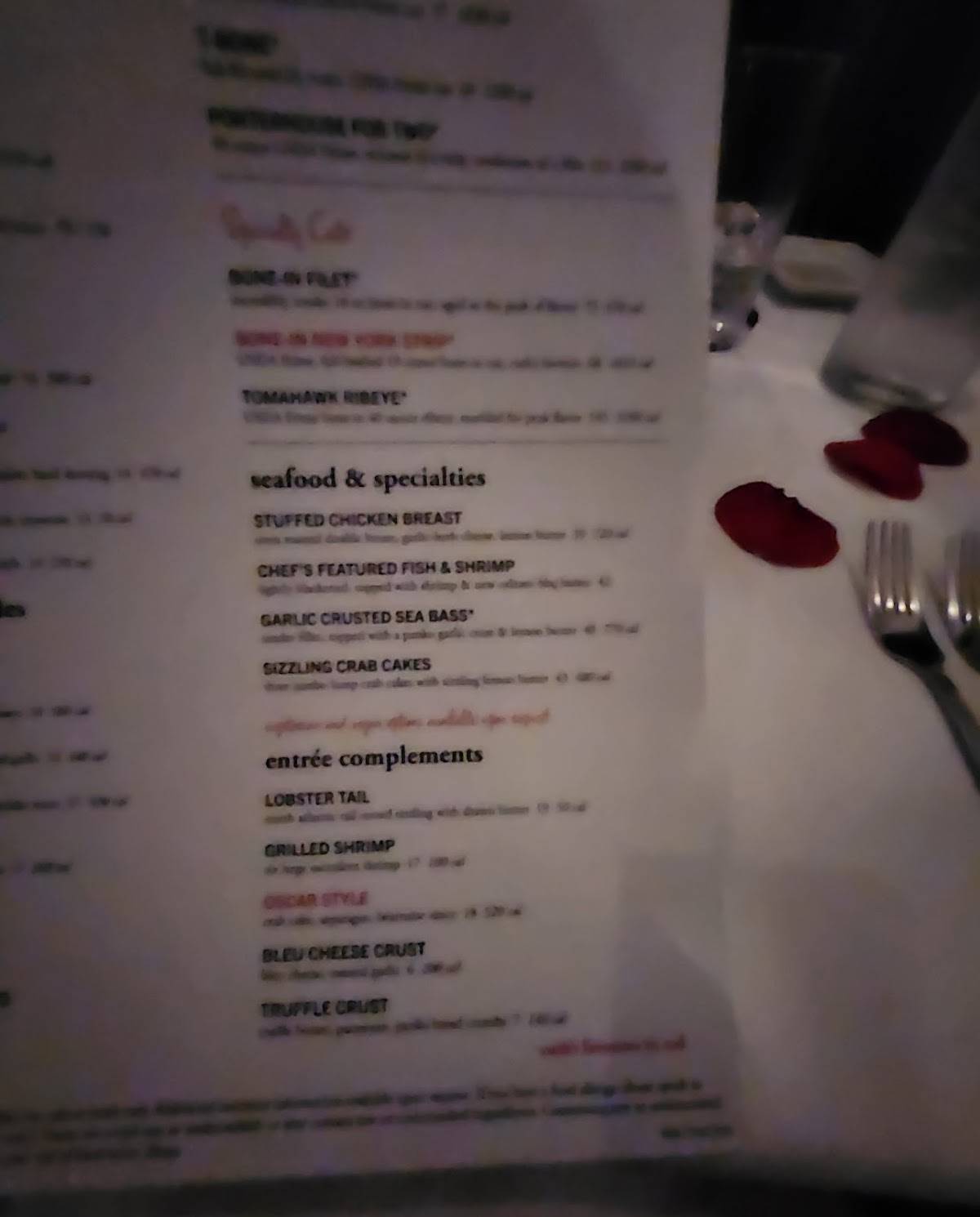 Menu at Ruth's Chris Steak House pub & bar, Fort Worth