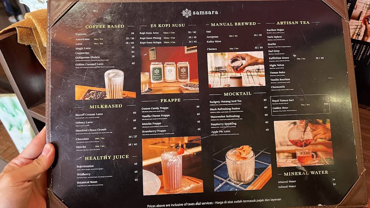 Menu at SAMSARA restaurant, Bogor
