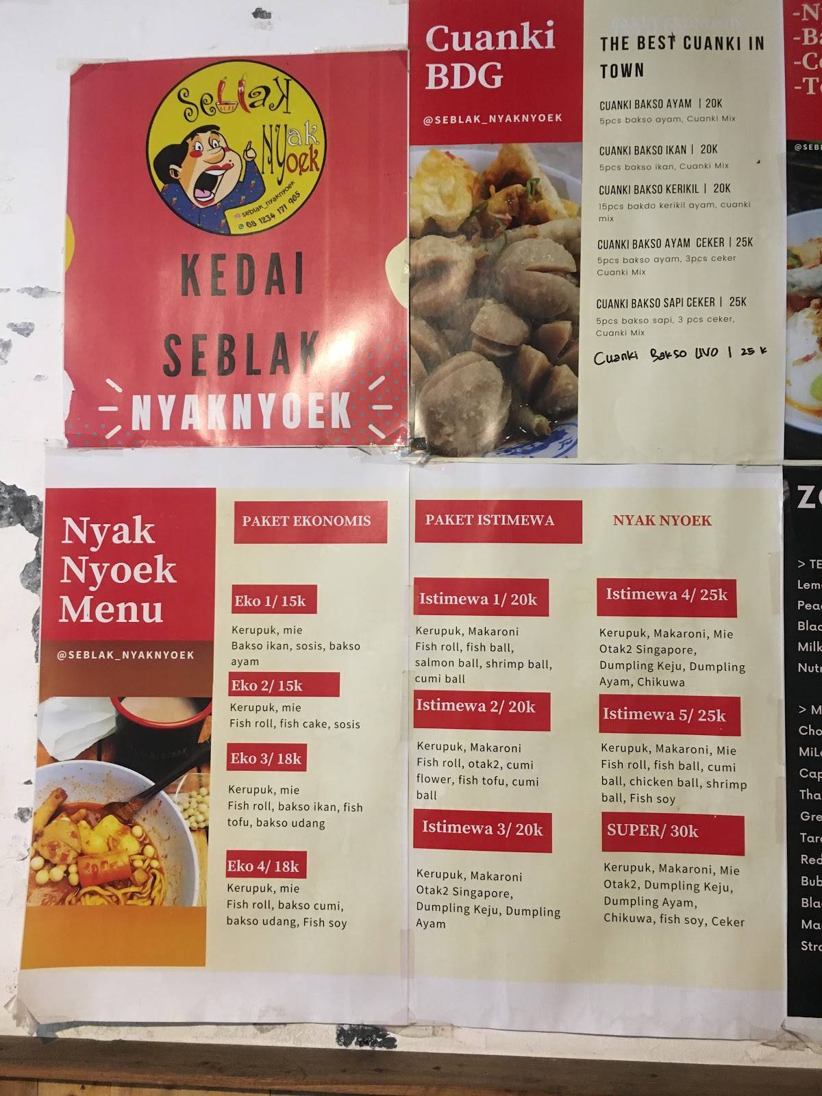 Menu at SEBLAK NYAK NYOEK restaurant, Denpasar