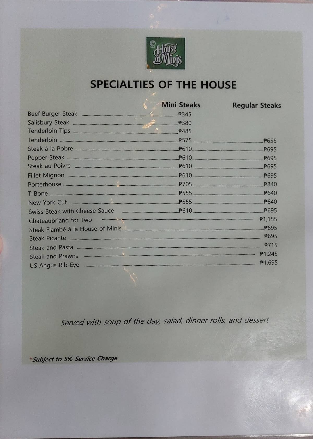 Menu at SGS House of Minis restaurant, San Juan, J322+W8H