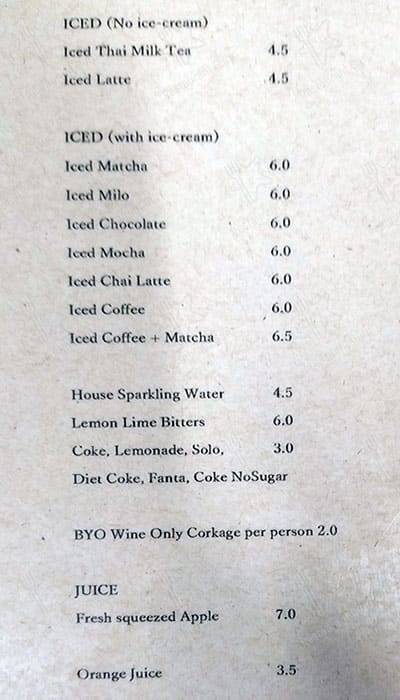 Menu at Sibling Spice cafe, Carnegie
