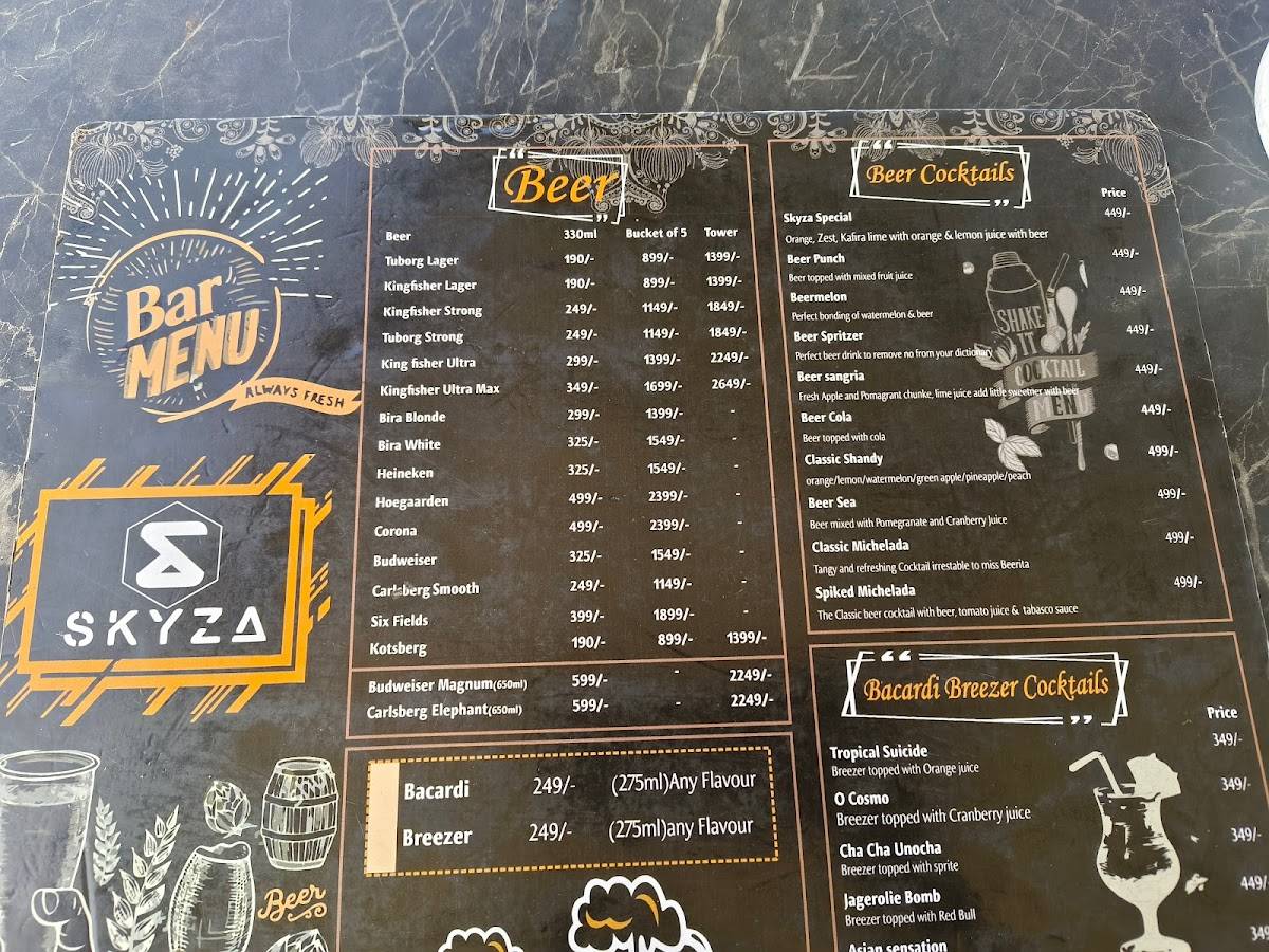 Menu at SKYZA Rooftop Lounge, Jaipur
