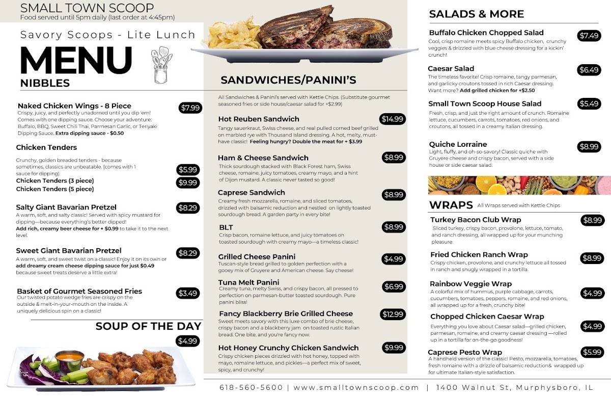 Menu at Small Town Scoop restaurant, Murphysboro