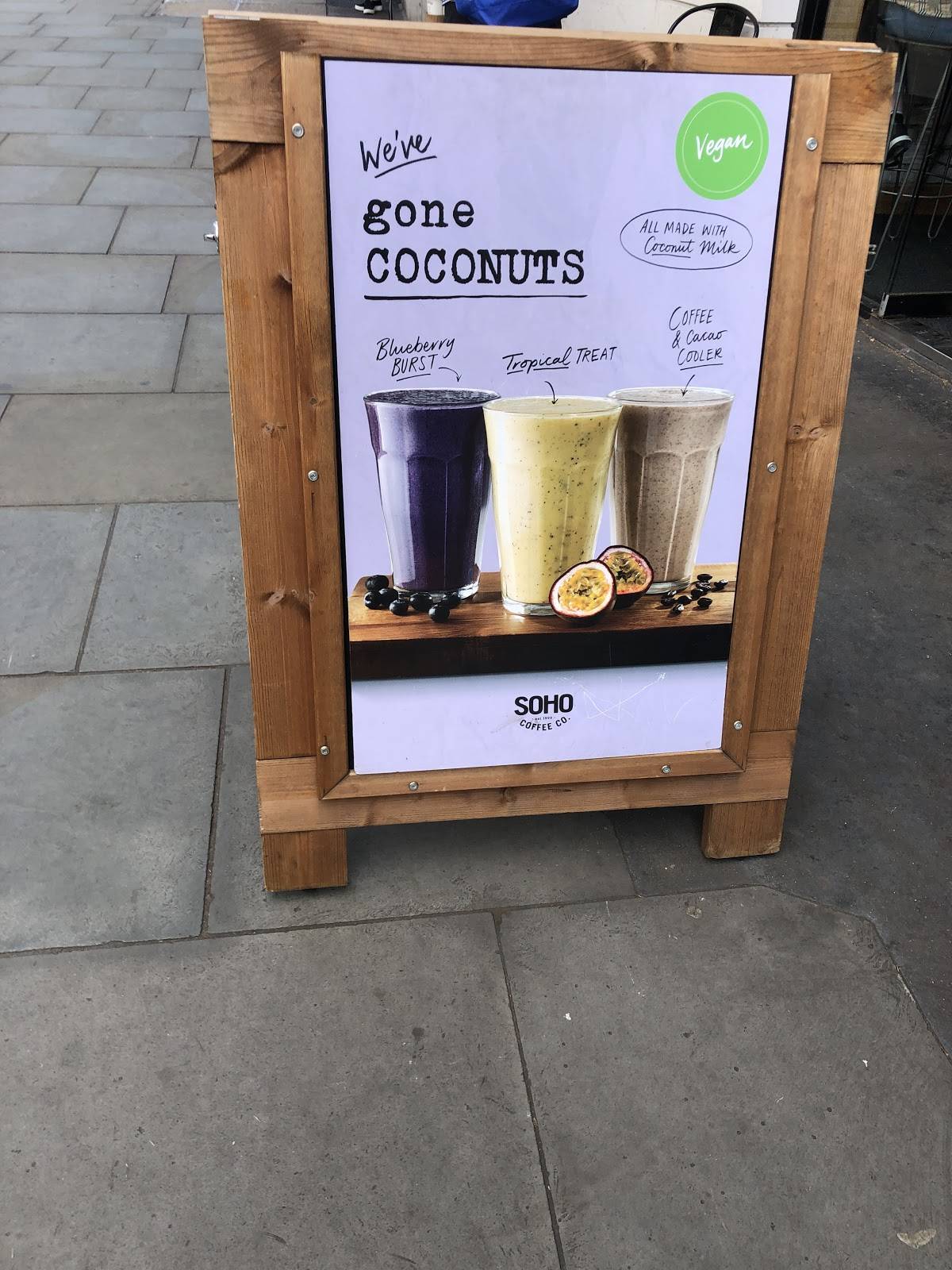 Menu at SOHO Coffee Waterloo Bridge cafe, London, 138 Strand