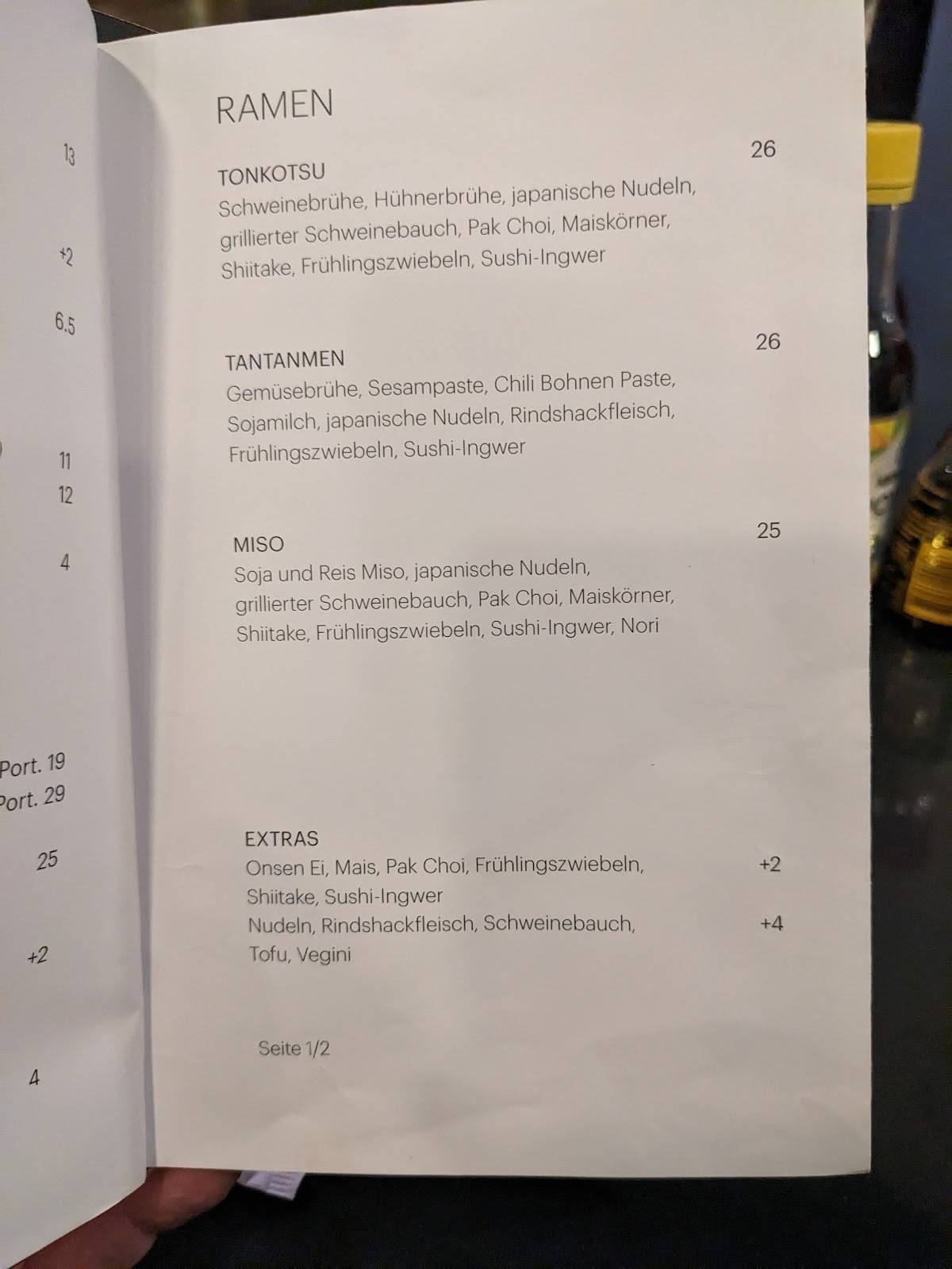 Menu at SÕKO Davos, Davos