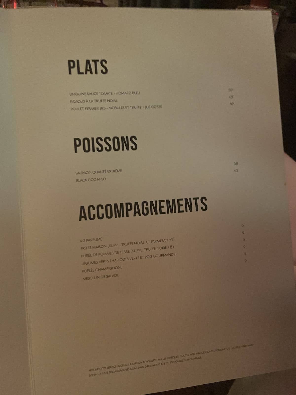 Menu au Staya restaurant, Courbevoie