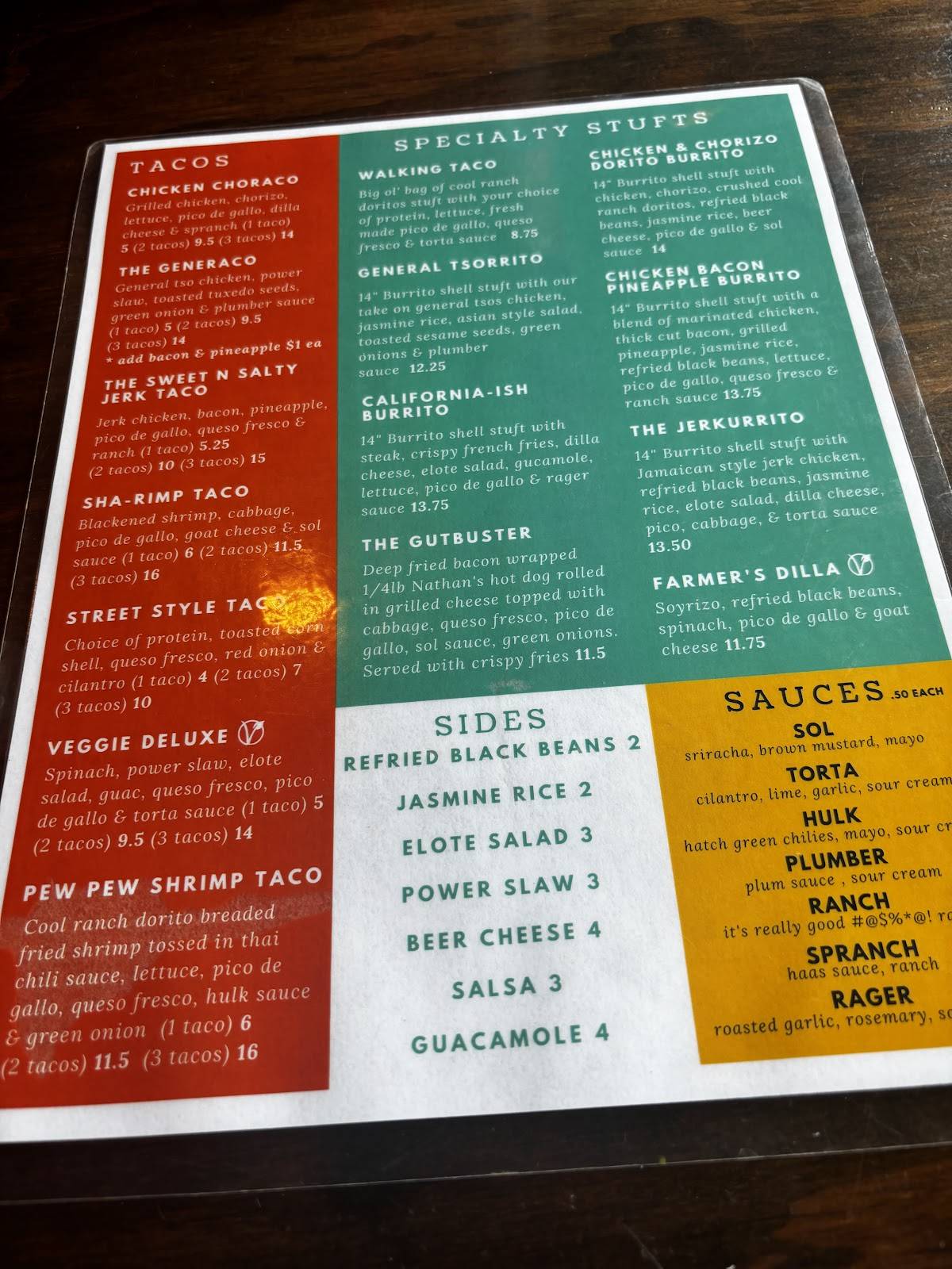Menu at STUFT Restaurant, Hampton