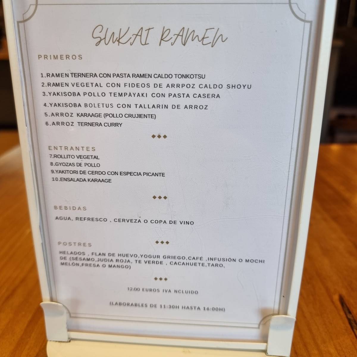 Carta del restaurante SUKAI RAMEN, Bilbao