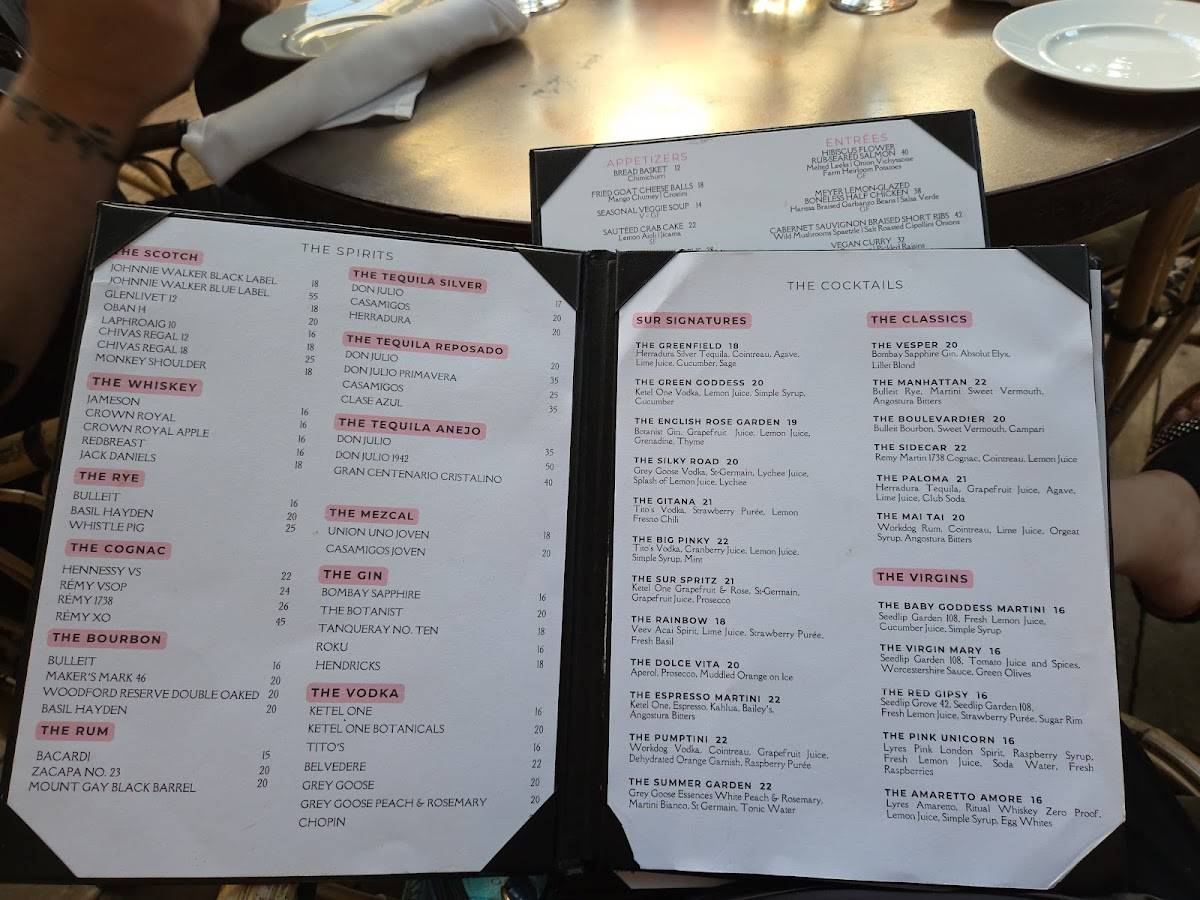 Menu at SUR Restaurant and Lounge, West Hollywood, 606-614 N Robertson Blvd