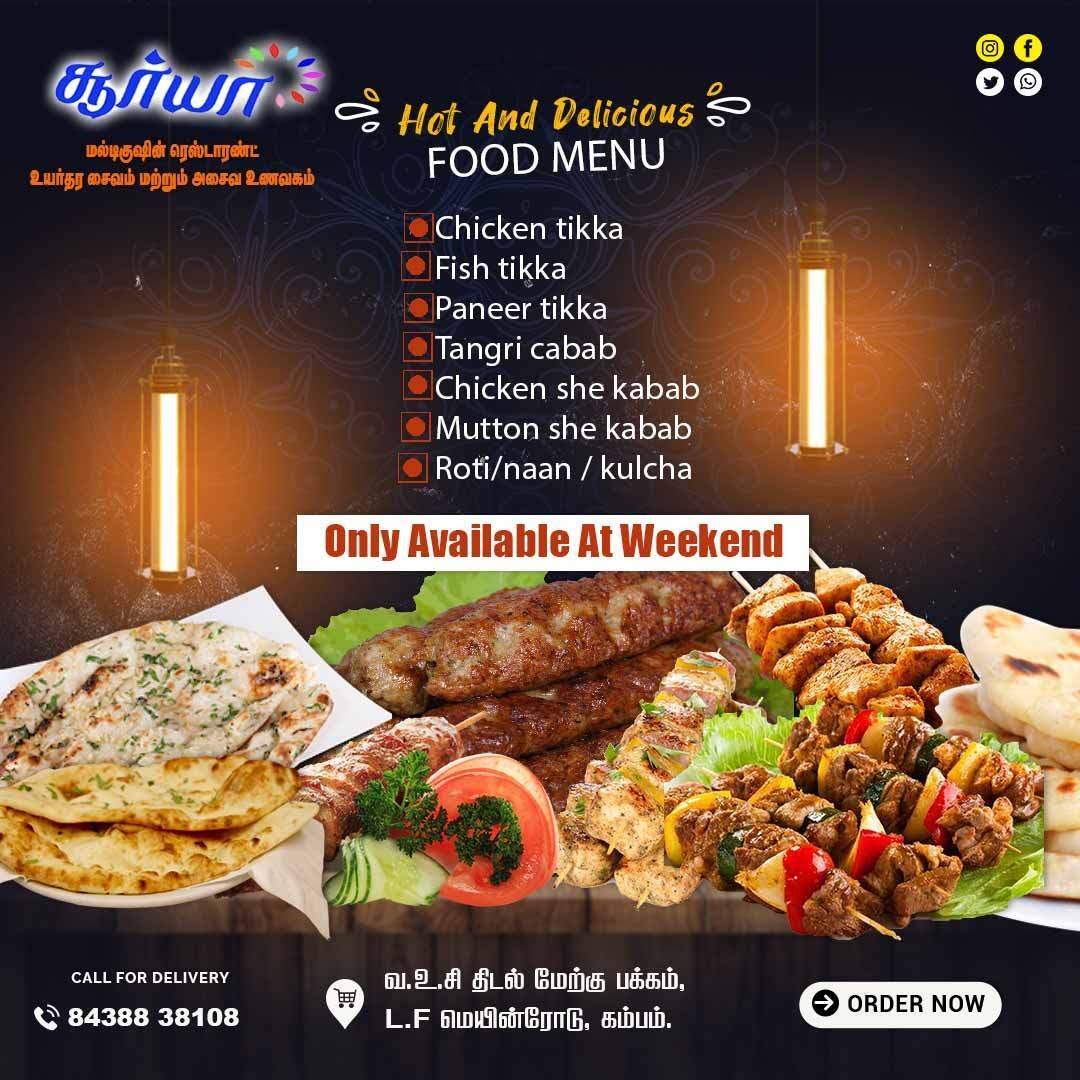 Menu at SURYA MULTICUISINE RESTAURANT, Cumbum