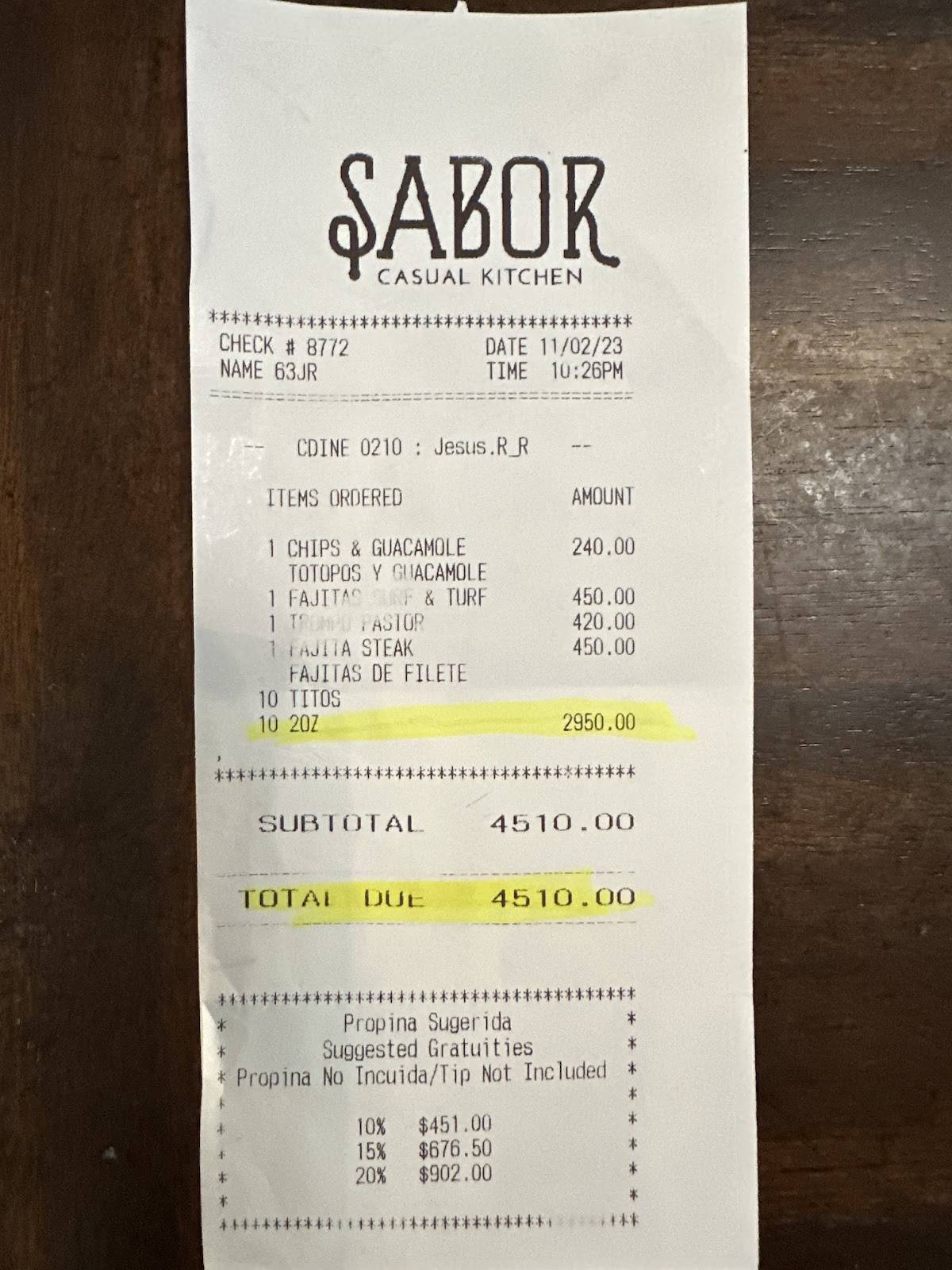 Menu at Sabor Casual Kitchen restaurant, Cancún