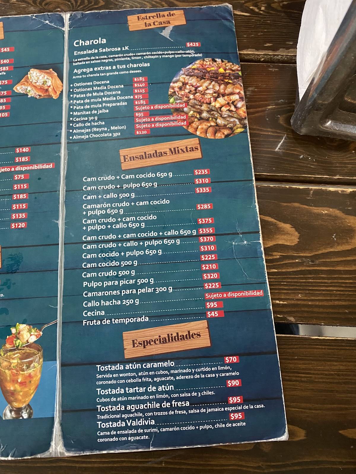 Carta del restaurante Sabrositos del Mar, Zapopan