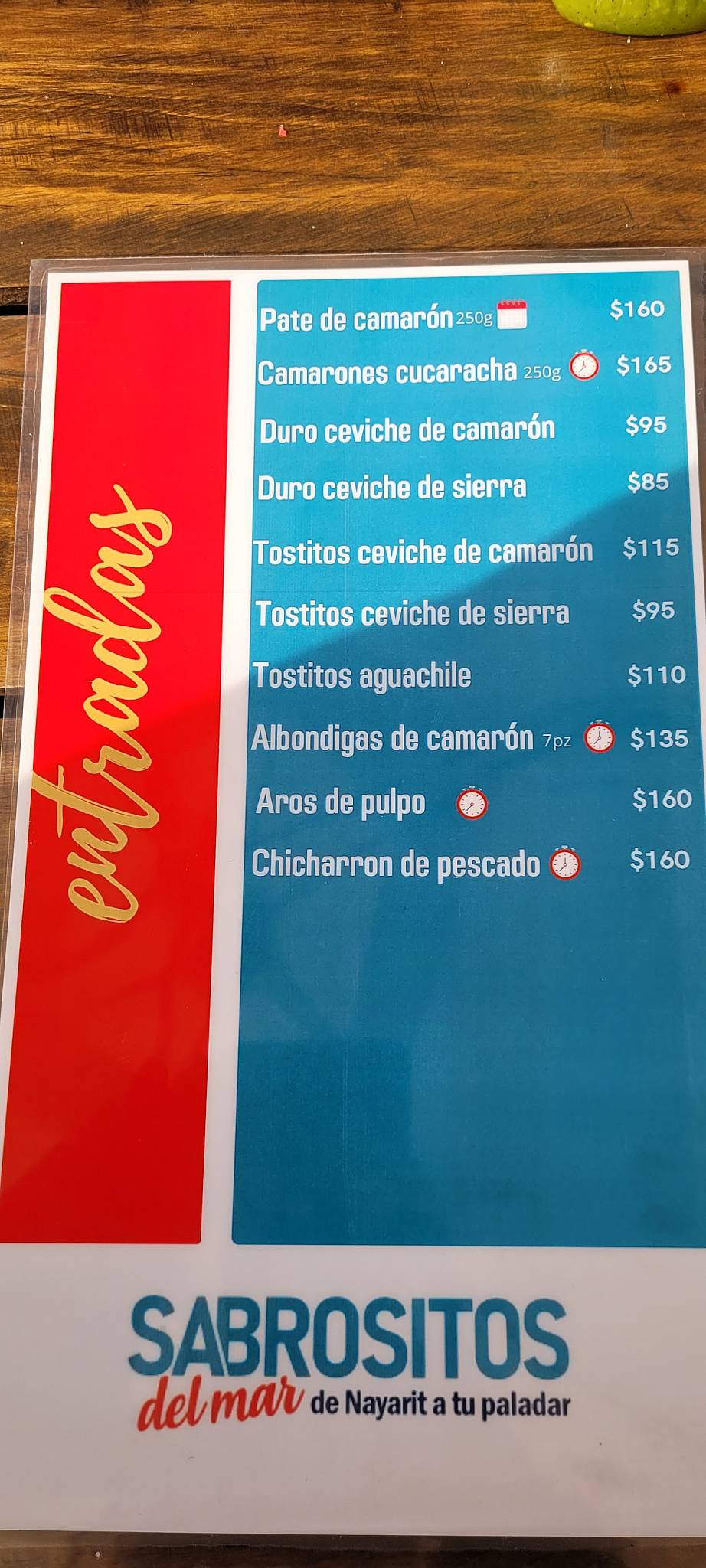 Carta del restaurante Sabrositos del Mar, Zapopan