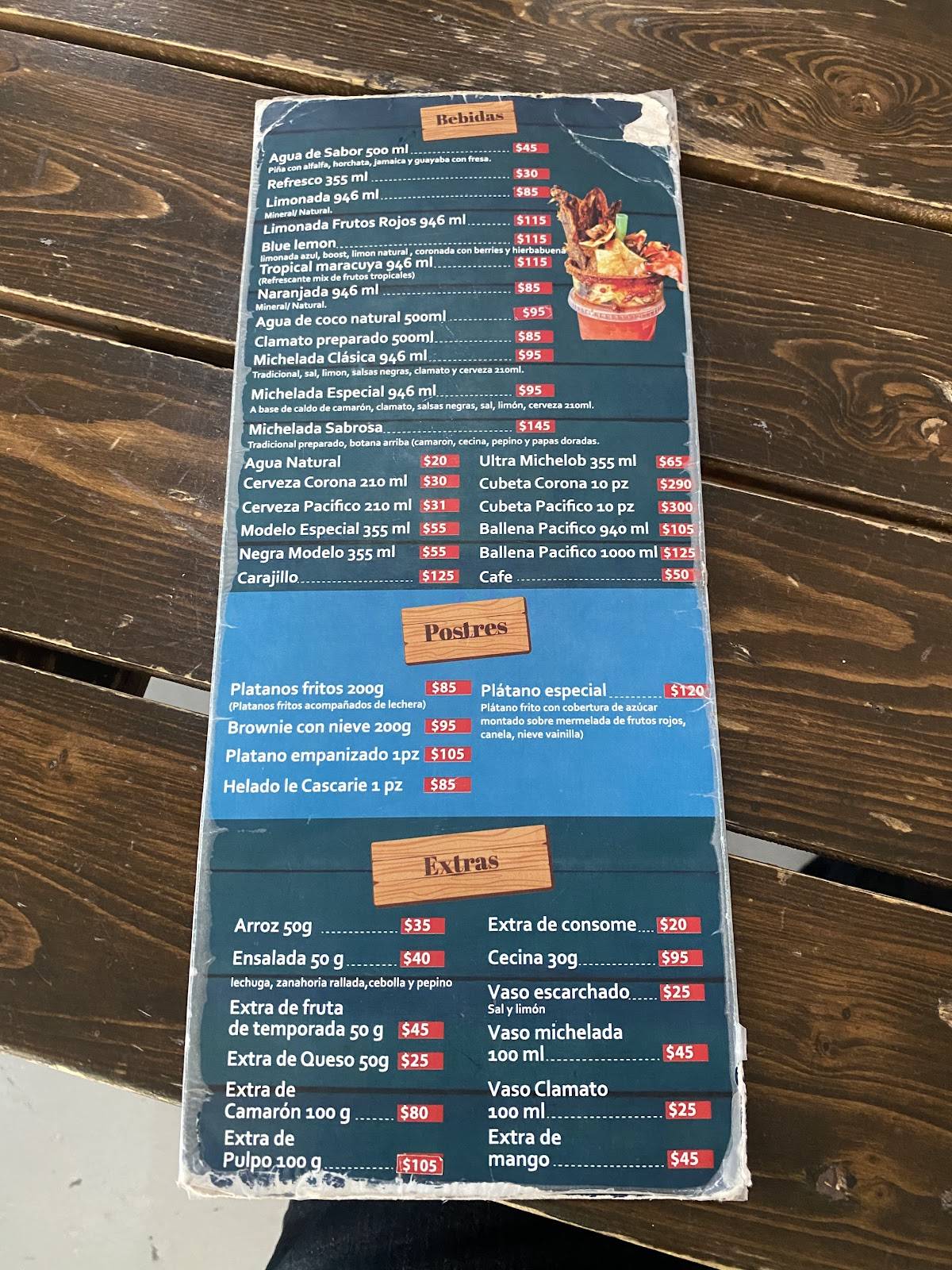 Carta del restaurante Sabrositos del Mar, Zapopan