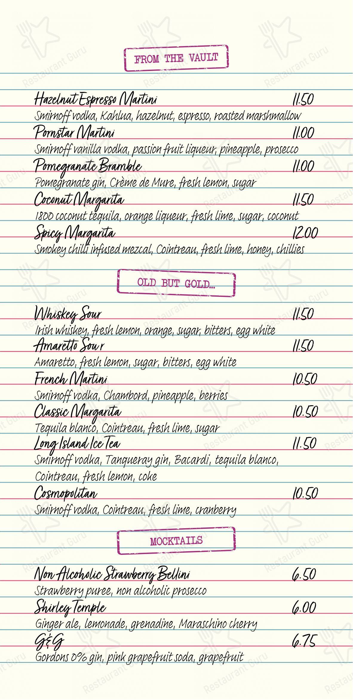 Menu at Safehouse Café Bar, Portrush