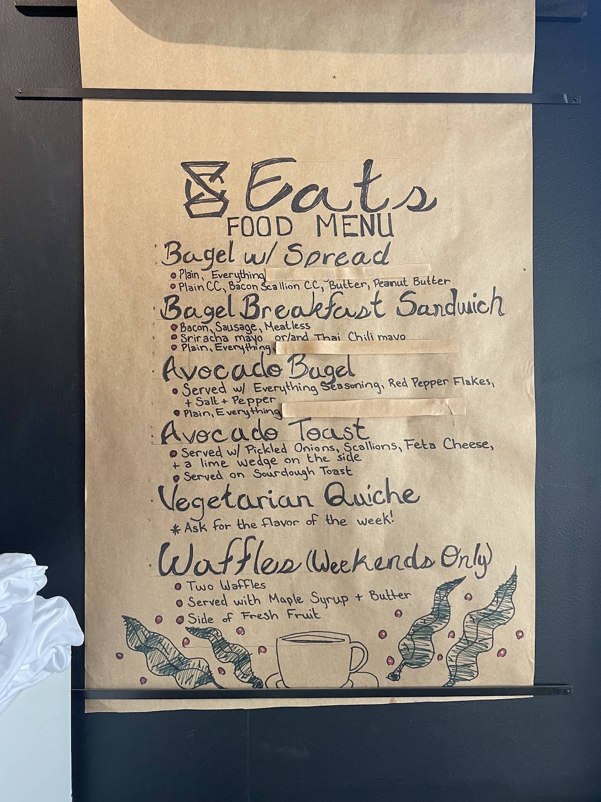 Menu at Salt City Coffee cafe, Syracuse, 509 W Onondaga St
