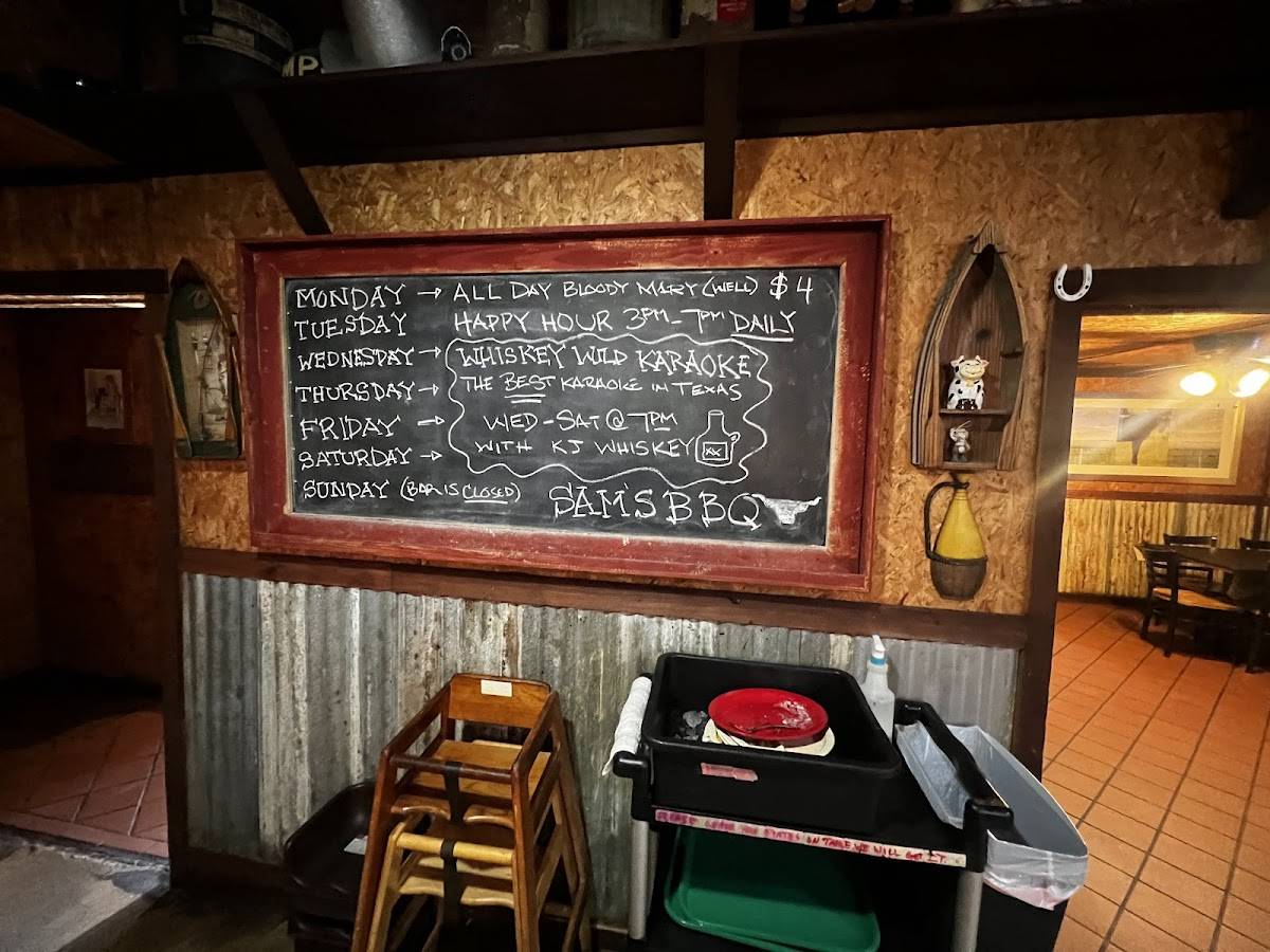 Menu at Sam's BBQ and Private Bar, Boyd