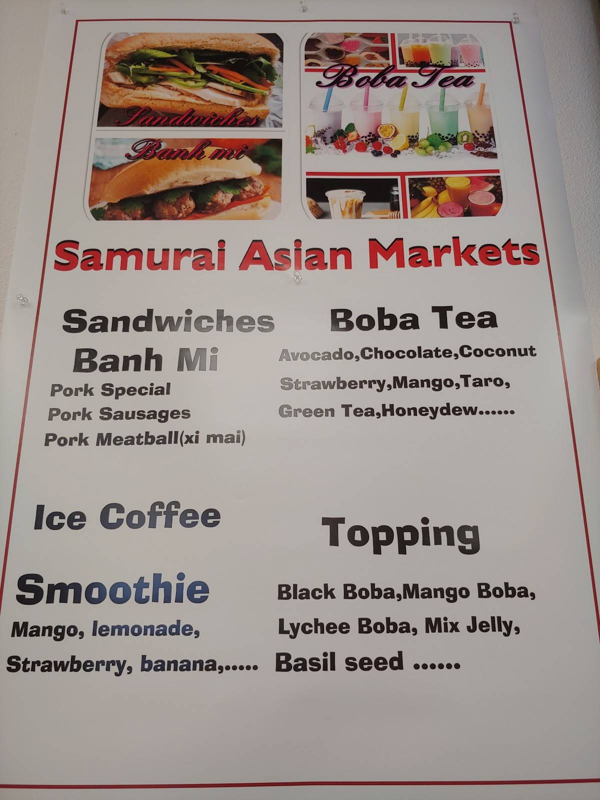 Menu at Samurai restaurant, Billings, Central Ave ste f