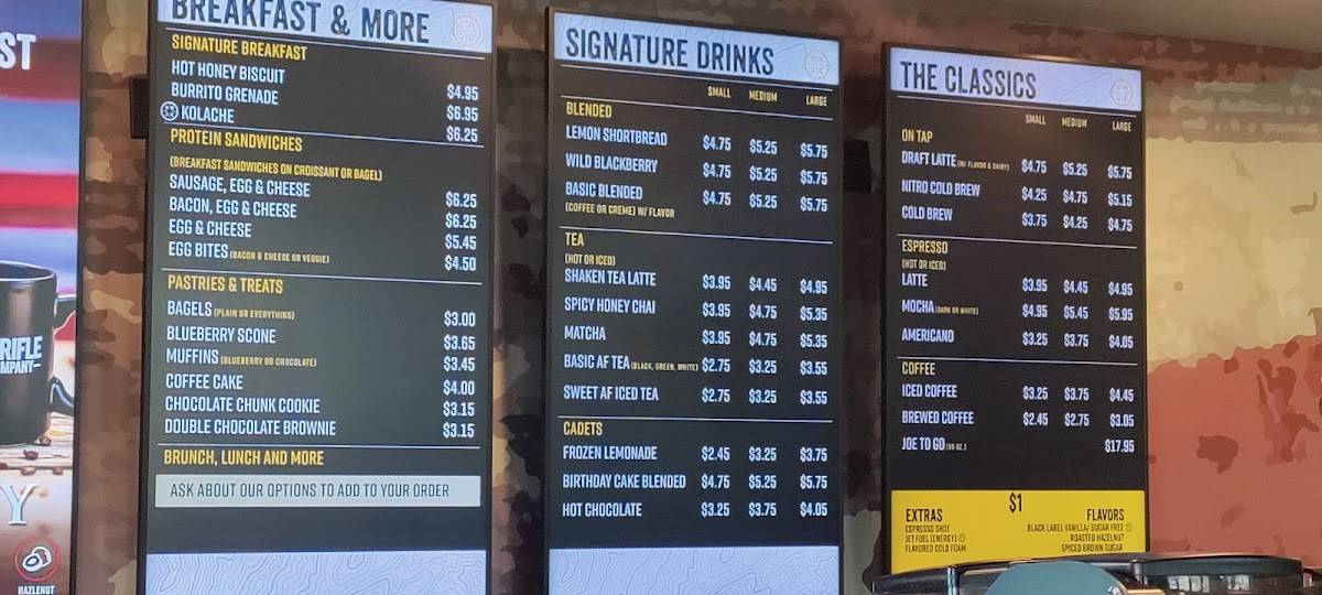 Menu at Black Rifle Coffee Company, San Antonio, 303 W Loop 1604 S