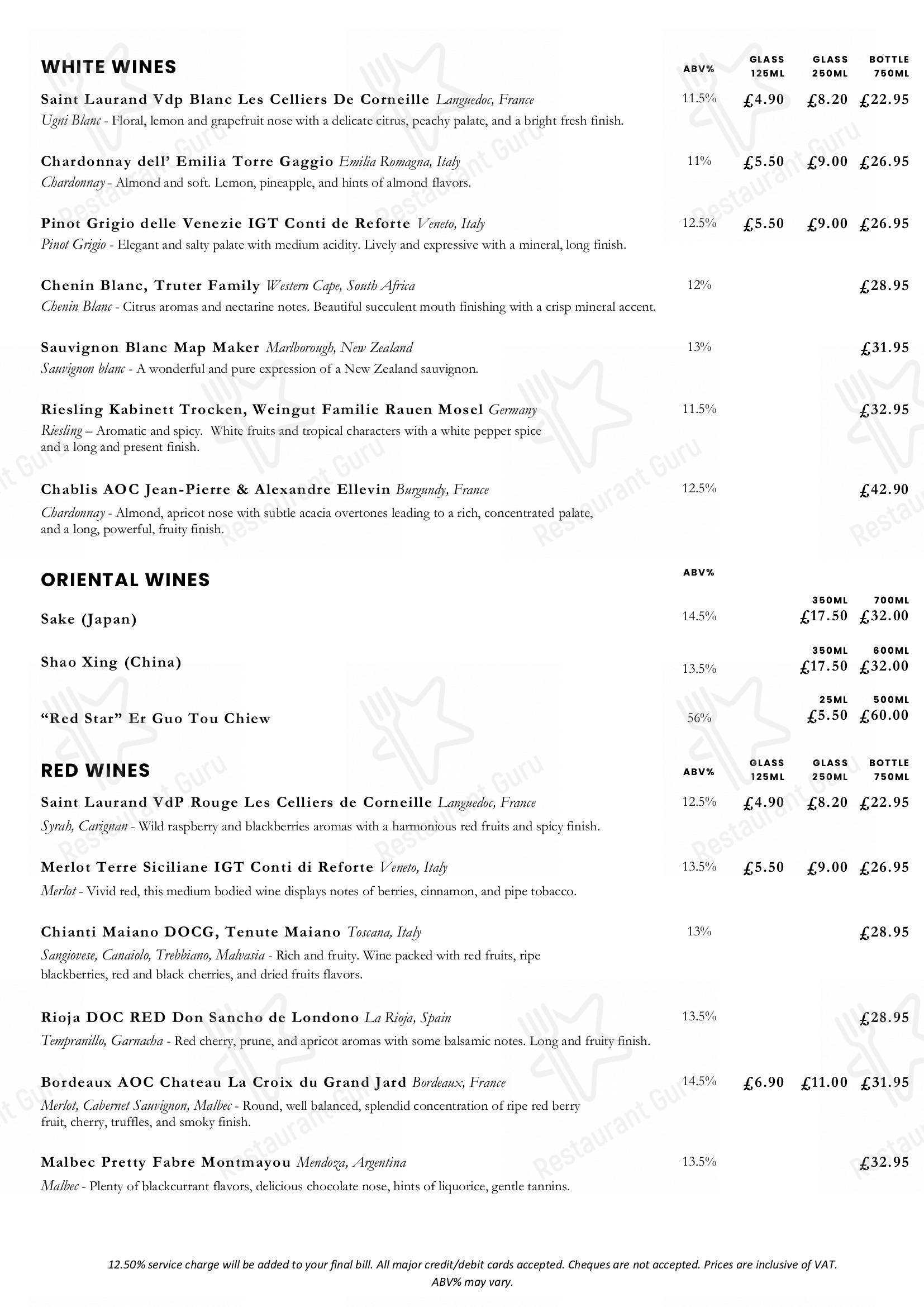 Menu at San Chiu Dim - Chinese Restaurant Leicester Square, London