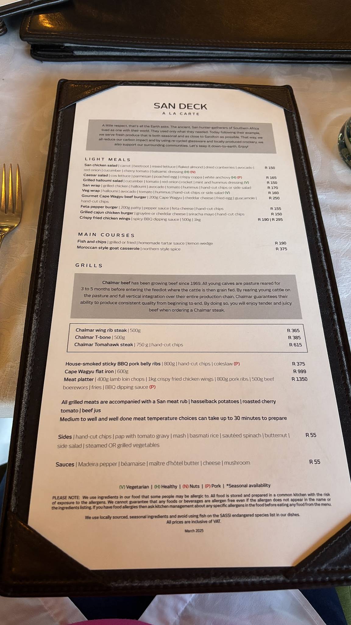 Menu at San Deck, Bar & Restaurant, Sandton