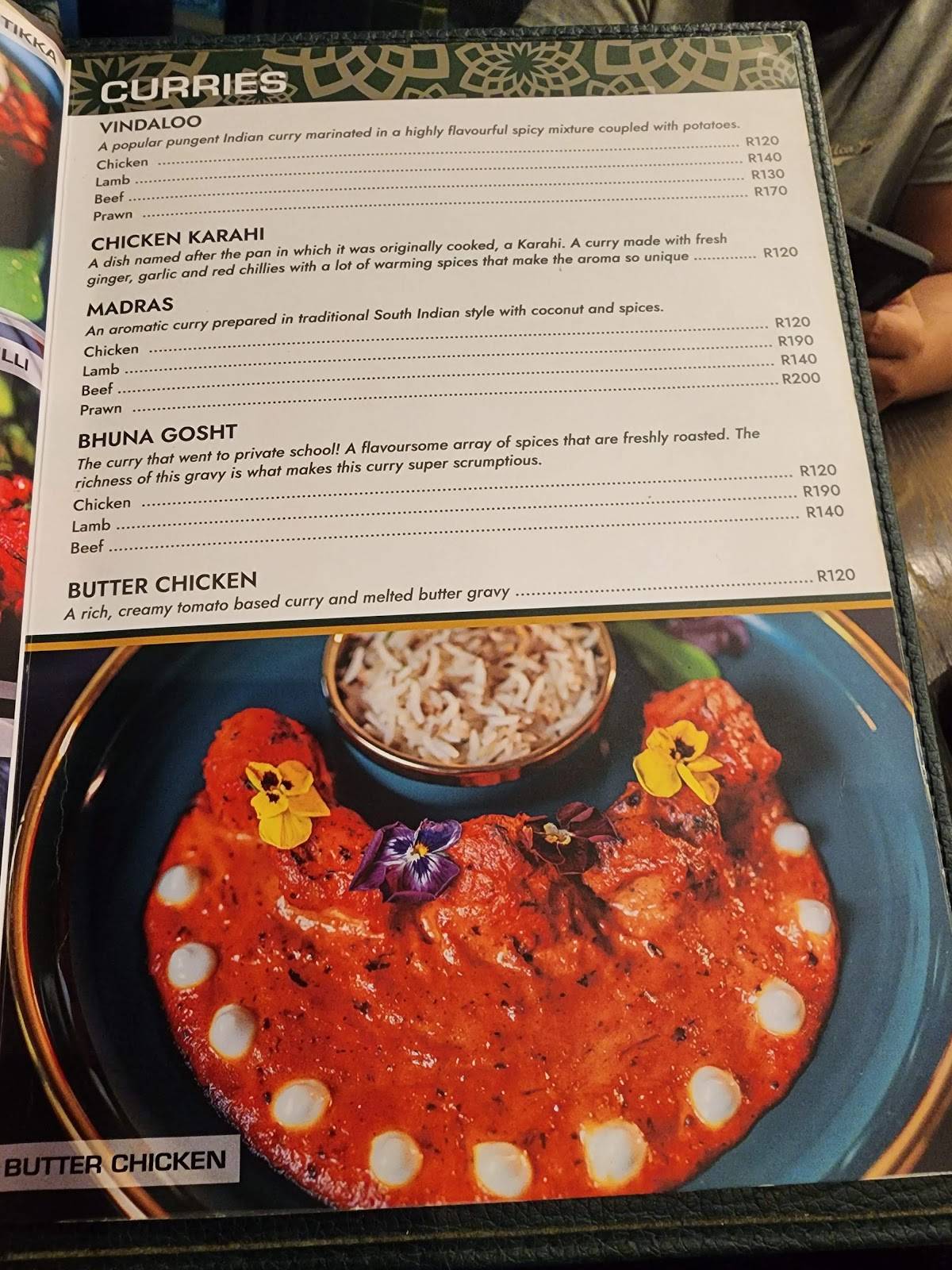 Menu at Baluchi Restaurant, Sandton