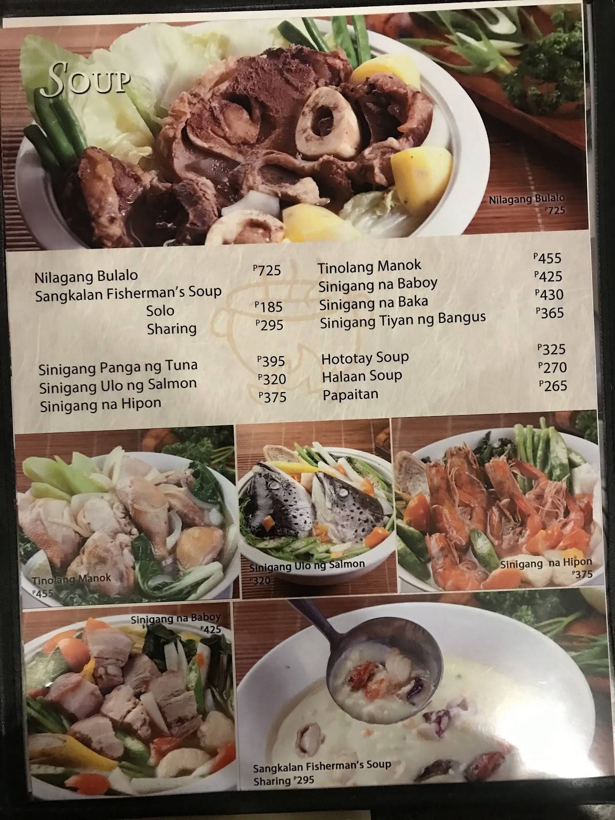 Menu at Sangkalan Restaurant, Quezon City, 41 West Ave