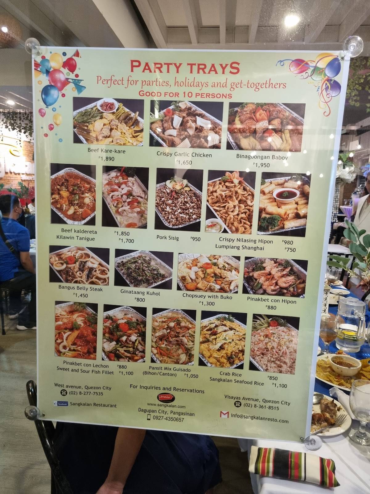 Menu at Sangkalan Restaurant, Quezon City, 41 West Ave