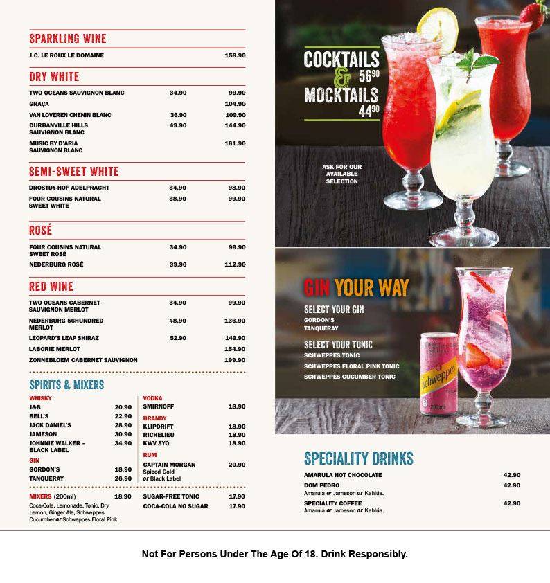 Menu at Santa Catalina Spur restaurant, Ladysmith