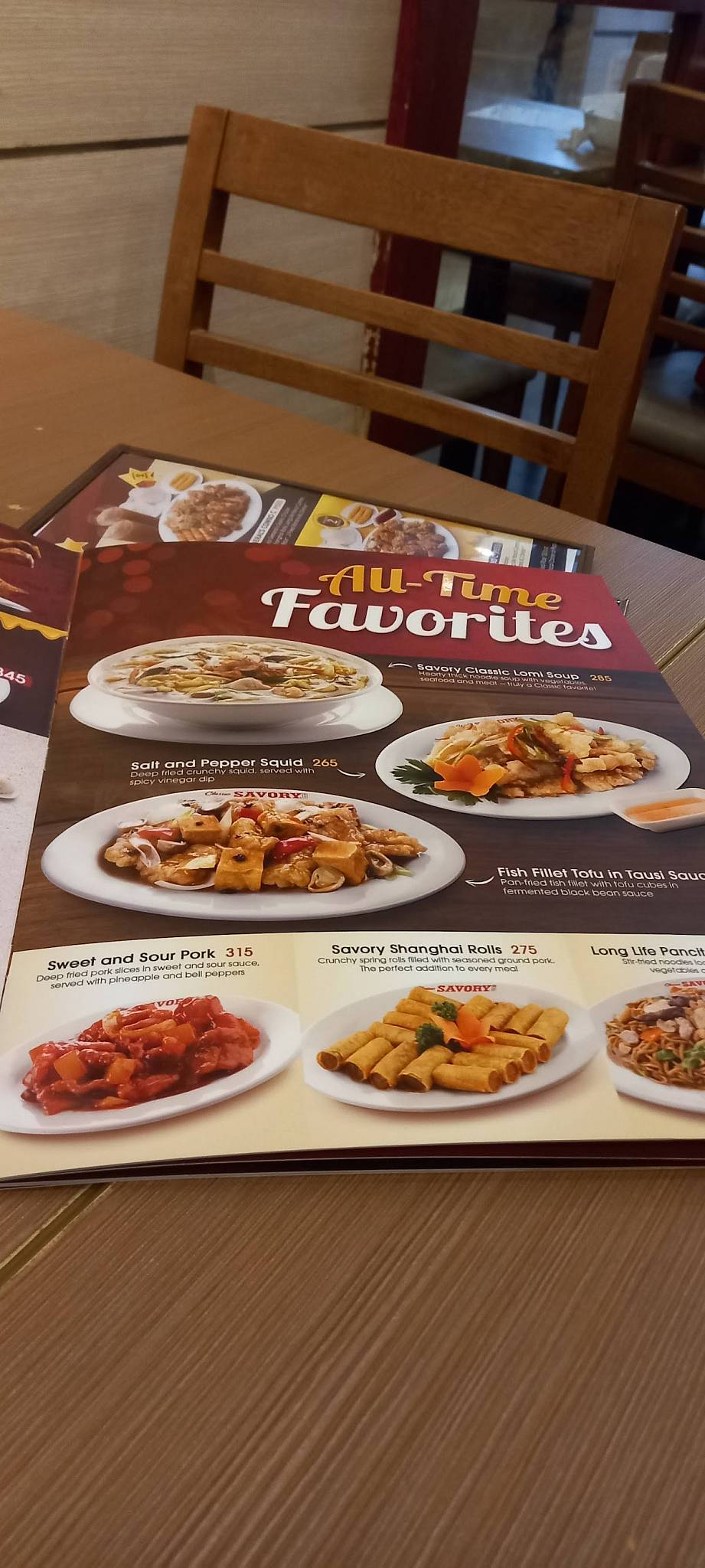 Menu at Classic Savory restaurant, Santa Maria