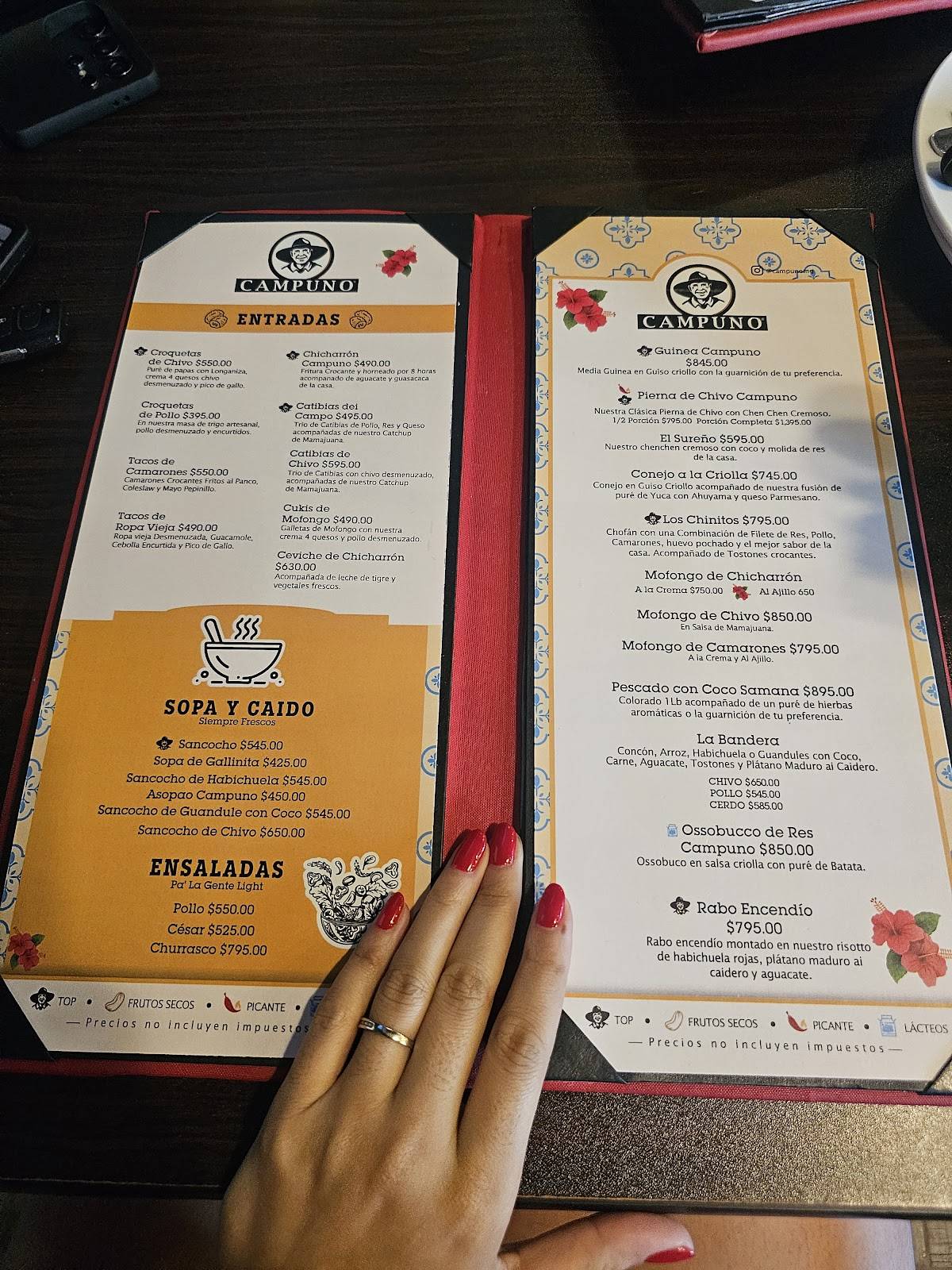 Menu at CAMPUNO restaurant, Santiago De Los Caballeros