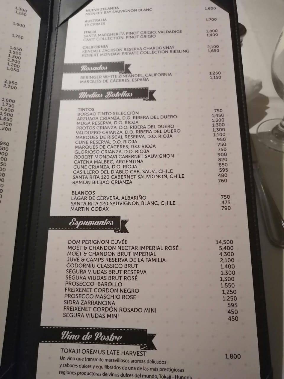 Menu at Boga Boga restaurant, Santo Domingo