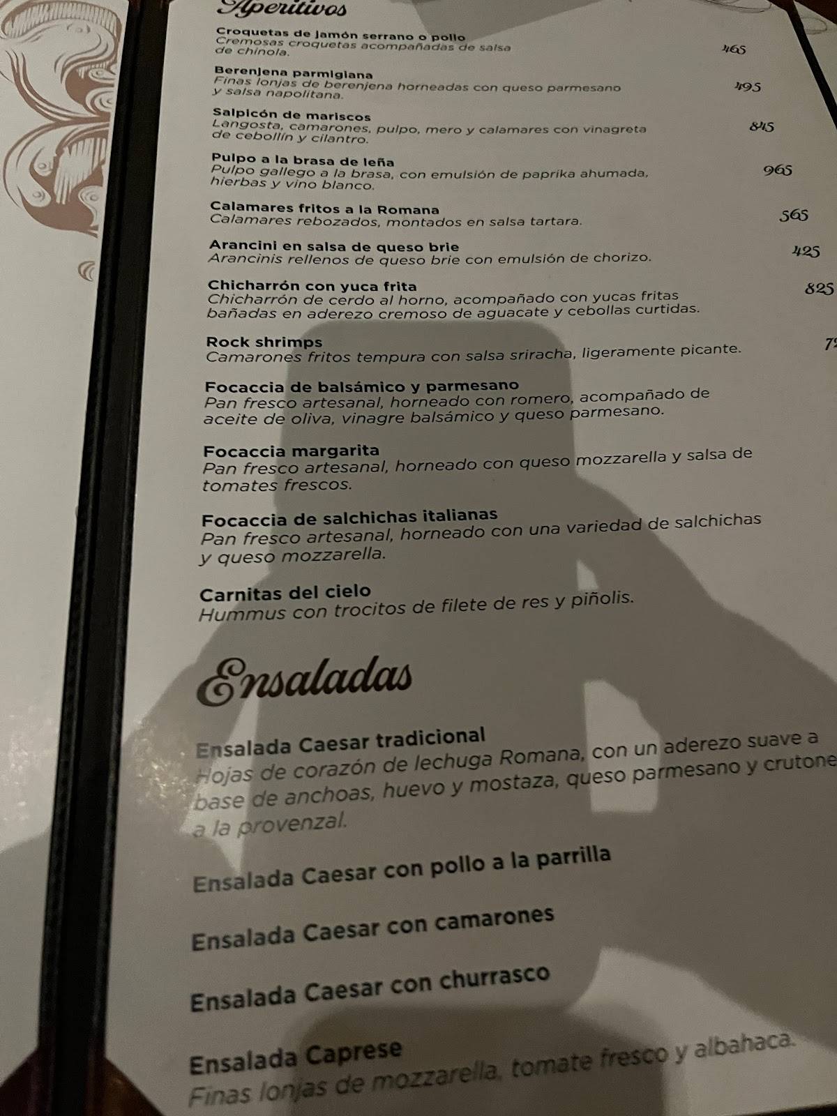 Carta del restaurante El Mesón del la Cava, Santo Domingo