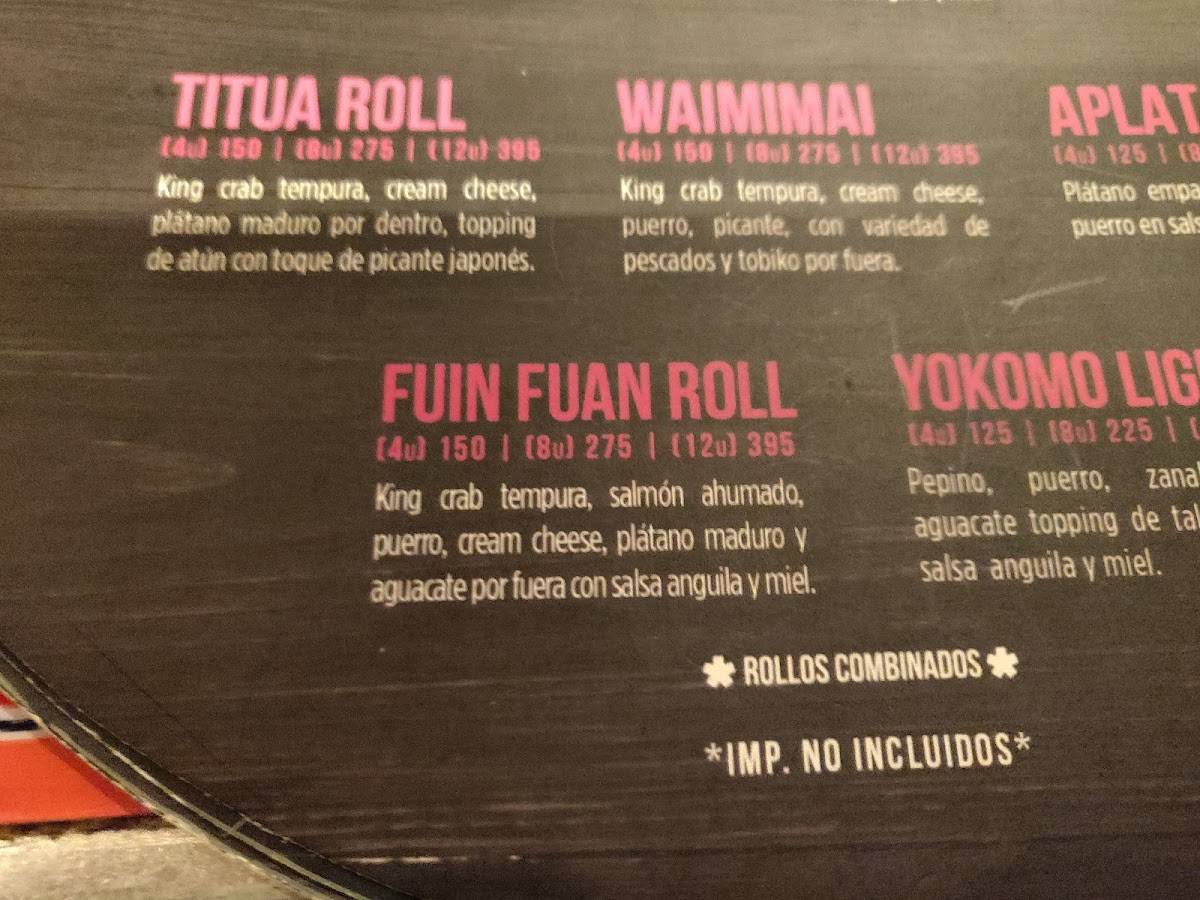 Menu at Yokomo Sushi Naco restaurant, Santo Domingo, C. Max Henriquez ...
