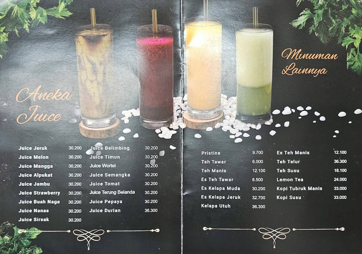 Menu at Sari Rendang restaurant, Jakarta