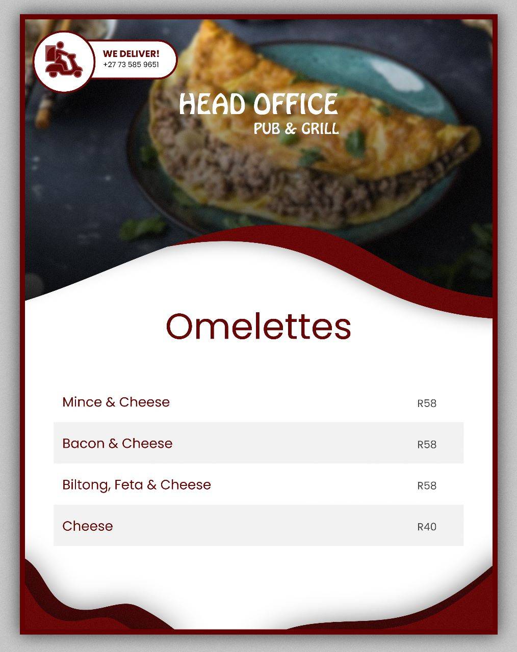 Menu at Head Office Pub Grill, Sasolburg
